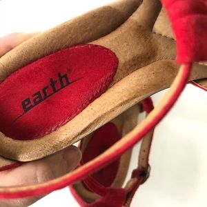 Earth | Shoes | Earth Bright Red Suede Caper Wedge Tstrap Sandal | Poshmark